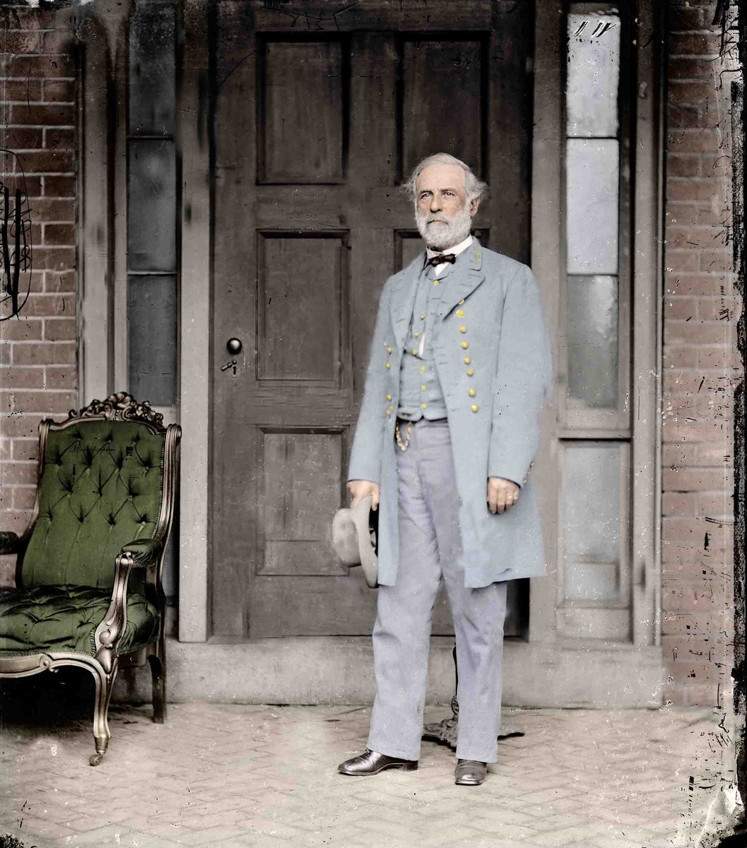 ROBERT E LEE ( Standing Portrait ) COLORIZED 18x24 CANVAS Giclee ...